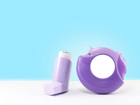 Photo of Purple asthma inhalers on - ID:1-151536754 - Royalty Free ...