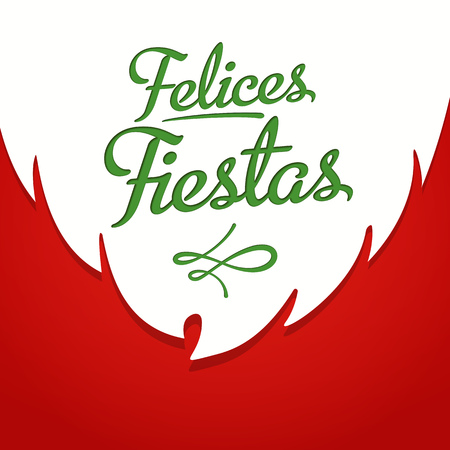 Happy Holidays in spanish card template with greetings on red ...