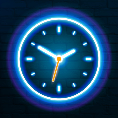 Vector of Clock icon in neon style, - ID:91419329 - Royalty Free Image ...
