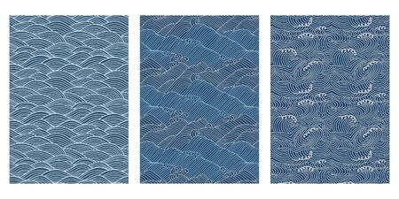 Japanese Swirl Sea Wave Abstract Vector Background Collection - Stock ...