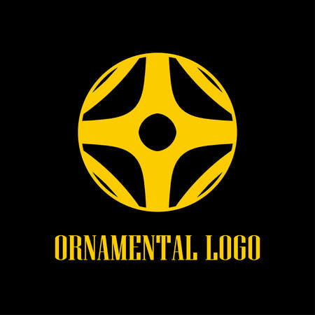 Round abstract geometric logo template design in art deco vintage style ...