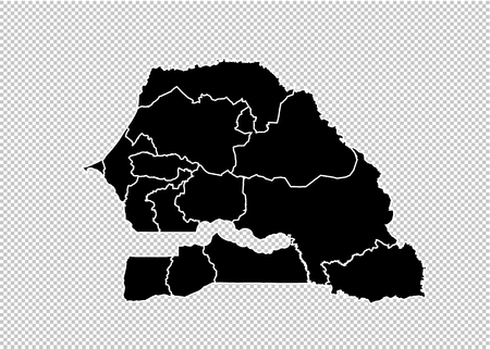 Vector of senegal map - High detailed - ID:1-124517320 - Royalty Free ...