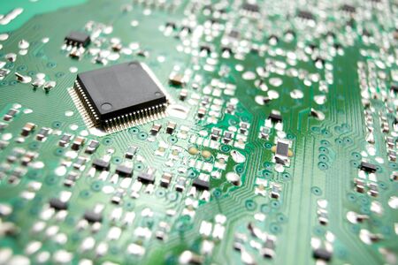 Chip close up on a integrated circuit. - Stock Image - Everypixel
