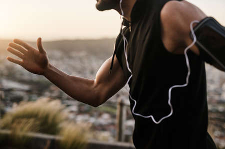 Run your heart out. Closeup shot of a sporty man exercising outdoors ...