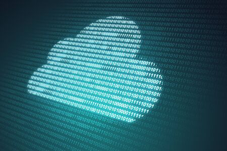 Computing cloud on green binary code background. Online technology and ...