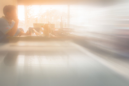 Businessmen blur in the workplace.Table Top And Blur Office of ...