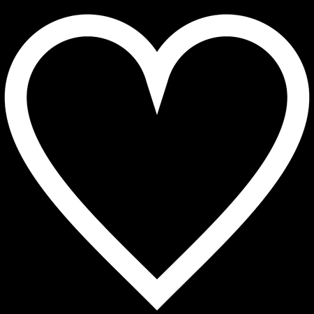 Heart symbol icon - white simple outlined, isolated - vector ...