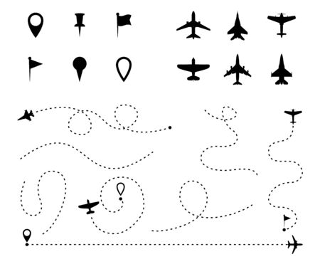 Vector of Airplane route set, dashed - ID:1-141863615 - Royalty Free ...