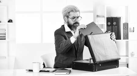 Confident lawyer with suitcase. Financial director with briefcase ...