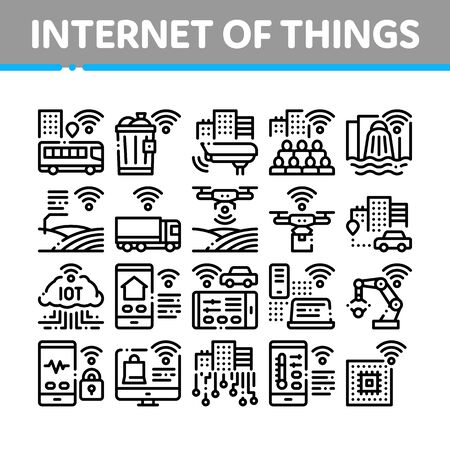 Internet Of Things IOT Collection Icons Set Vector Thin Line. Wifi ...
