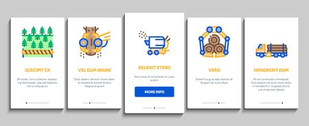 Wood Logging Industry Onboarding Mobile App Page Screen Vector. Forest ...