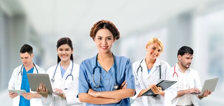 Healthcare people group. Professional doctor working in hospital office ...