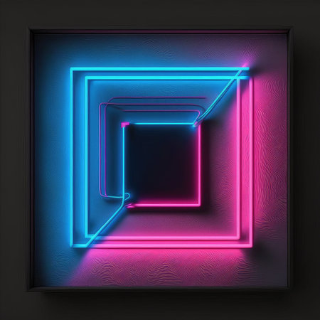 Overlapped Lightning neon magical square effecting on black background ...