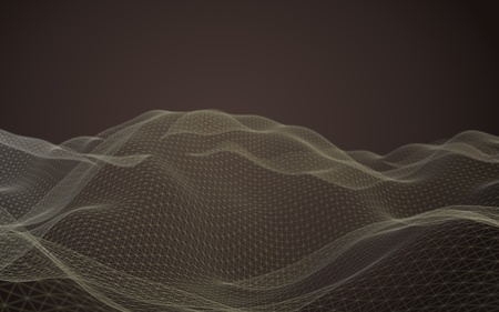 Abstract landscape on a brown background. Cyberspace grid. hi tech ...