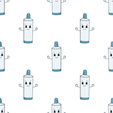 Colored seamless pattern with cute cartoon character. Simple flat ...