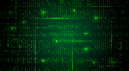 A stream of binary code on the screen. numbers of the computer. The ...