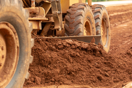 Motor Grader Civil Construction improvement base road work, Motor ...