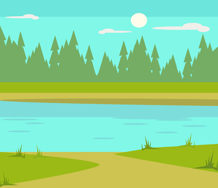 Vector of Lake flat cartoon illustration - ID:56975120 - Royalty Free ...