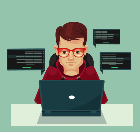 Vector of Young programmer man character - ID:1-71079316 - Royalty Free ...