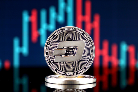 Physical version of Dash (DASH), new virtual money. Conceptual image ...