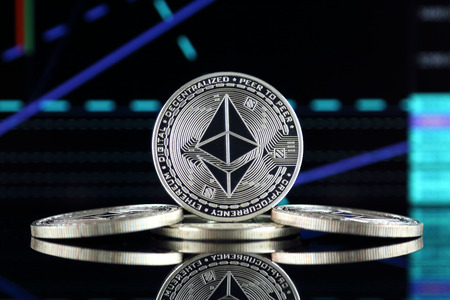 Physical version of Ethereum (ETH). Conceptual image for investors in ...