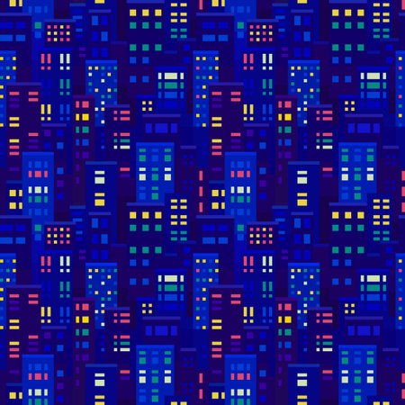 Vecteur de Pixel art city at night. - ID:189749611 - image libre de ...