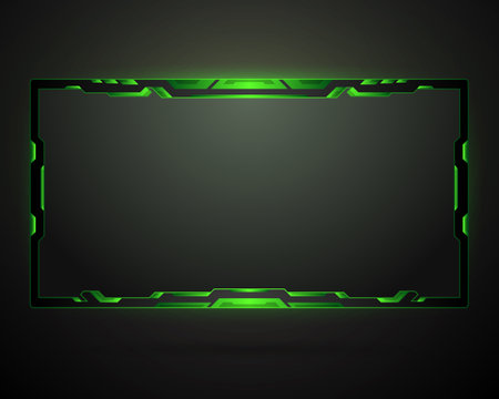 Abstract neon green border stream overlay gui screen panel for webcam ...