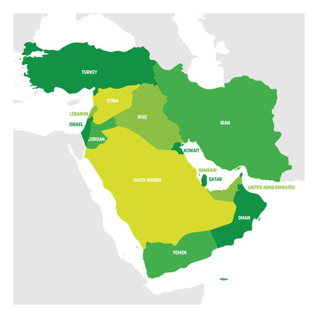 West Asia Region. Map of countries in western Asia or Middle East ...
