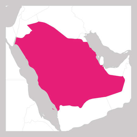 Map of Saudi Arabia pink highlighted with neighbor countries ...