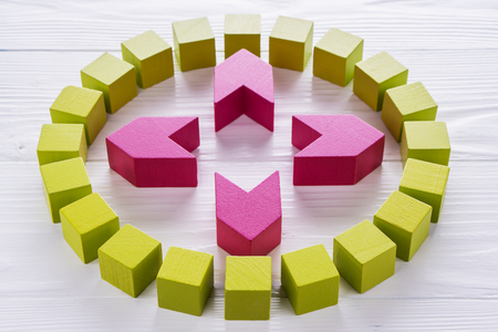 Business logo circle from wooden blocks. Colorful abstract icon ...