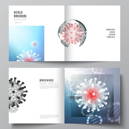 Vector layout of two cover templates for square bifold brochure, flyer ...