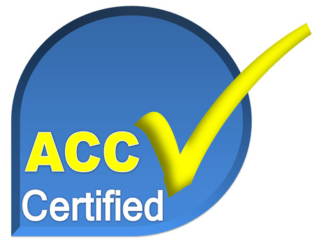 certificate logo or symbol of ACC system on blue color: Lizenzfreie ...