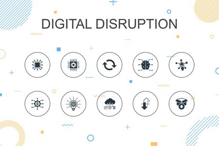 digital disruption trendy Infographic template. Thin line design with ...