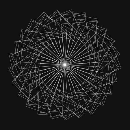 Many rectangle strokes that makes round twisted shape. Wireframe ...