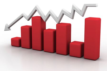 3d rendering of Decreasing arrowの写真素材 [40008589636] - イメージマート