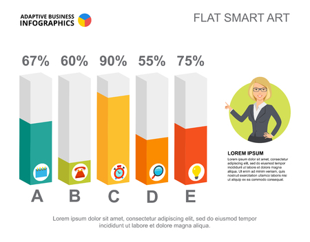 Five columns bar chart template for presentation. Vector illustration ...