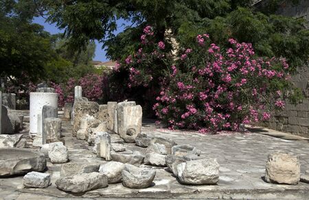 historic Limassol Lemessos Castle ancient stone artifacts with ...