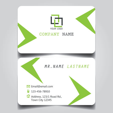 Modern Green and White name card and business card with creative design ...