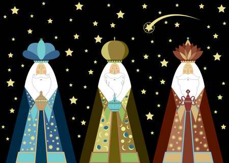 Three wise men Christmas. Three biblical Kings, Caspar, Melchior and ...