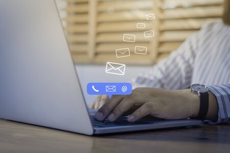 Contact us or Customer support hotline people connect. Businessman ...