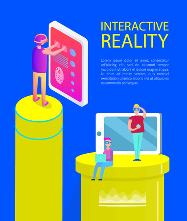 Interactive Reality Cartoon Activity Vector Banner - Stock Image ...