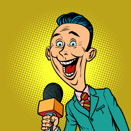 Vector of enthusiastic joyful reporter - ID:1-95479751 - Royalty Free ...
