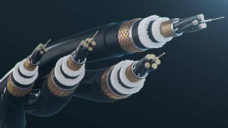 3d illustration, concept of fiber optic cable on a colored background ...