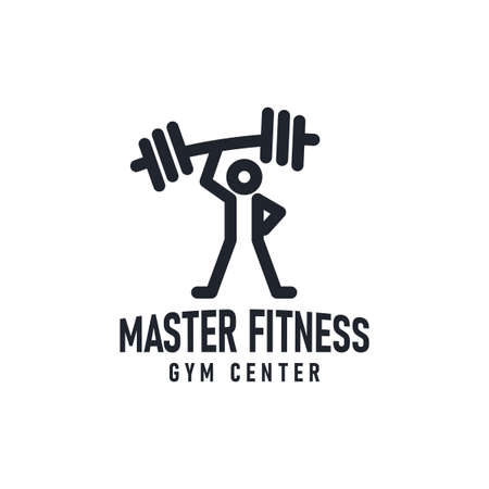 Creative Gym Logo Concept with A Person Who is Lifting a Barbell with ...