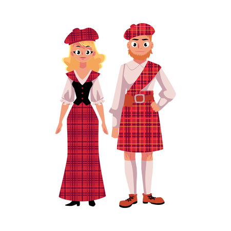 Vector of Scottish couple in traditional - ID:1-72782772 - Royalty Free ...