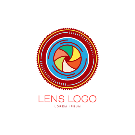 Vector photo colored camera lens icon. Flat cartoon isolated ...