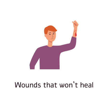 Vector of Man with bleeding wound on arm - ID:1-122416920 - Royalty ...