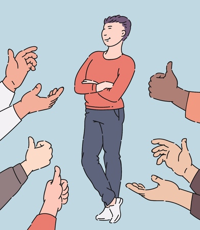 Vector of Happy man receiving approval - ID:1-128170027 - Royalty Free ...