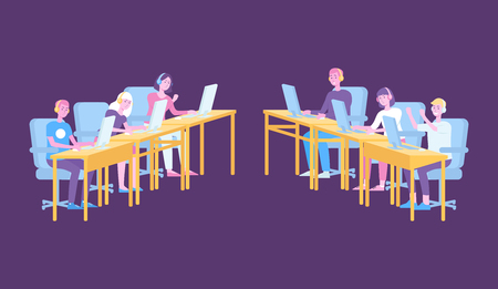 Vector of Two teams of gamers in gaming - ID:1-128170264 - Royalty Free ...