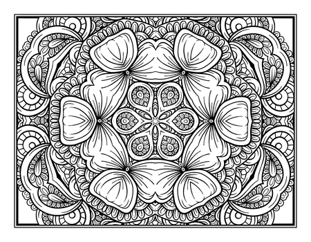 Floral decorative ornamental coloring page for art therapy - Stock ...